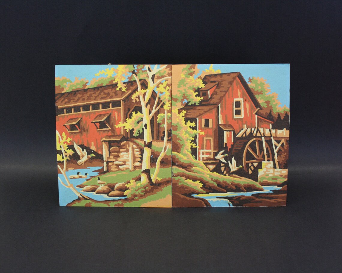Vintage Paint by Number Farm Windmill Set of Two Outdoor Scenes (E4665 ...