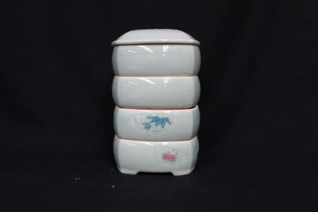 Vintage Asian Hand Painted Four Boxes Stacked With Lid (V2966) - Etsy