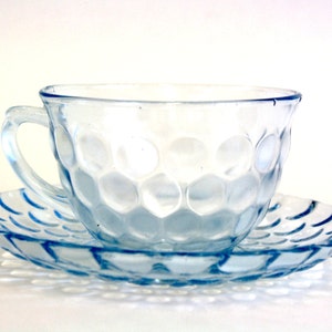 Vintage Baby Blue Bubble Glass Cup and Saucer (E6739) - Etsy