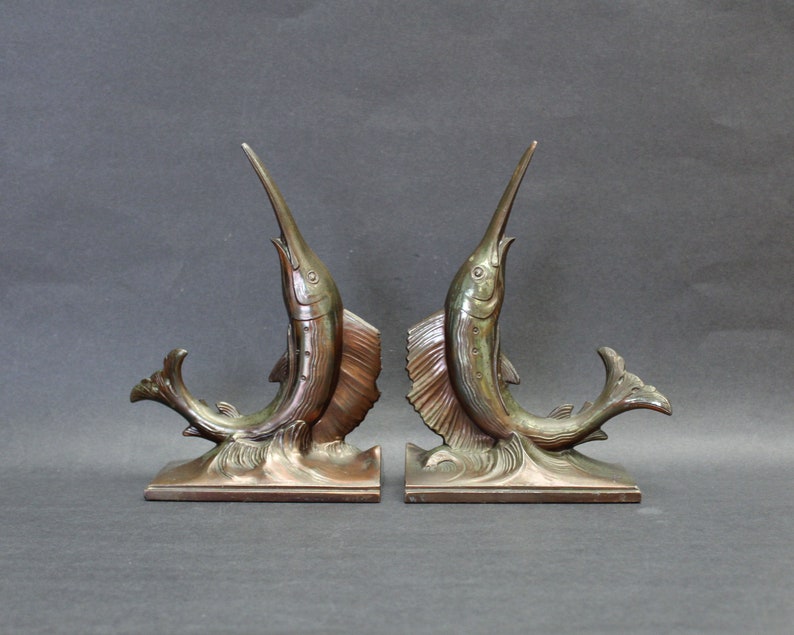 Vintage Bronzed Philadelphia Hand Cast Swordfish Bookends - Etsy