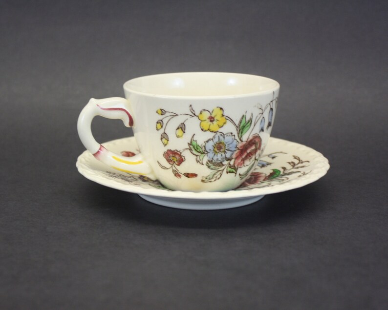 Vintage Vernon Kilns mayflower Cup & Saucer Set - Etsy