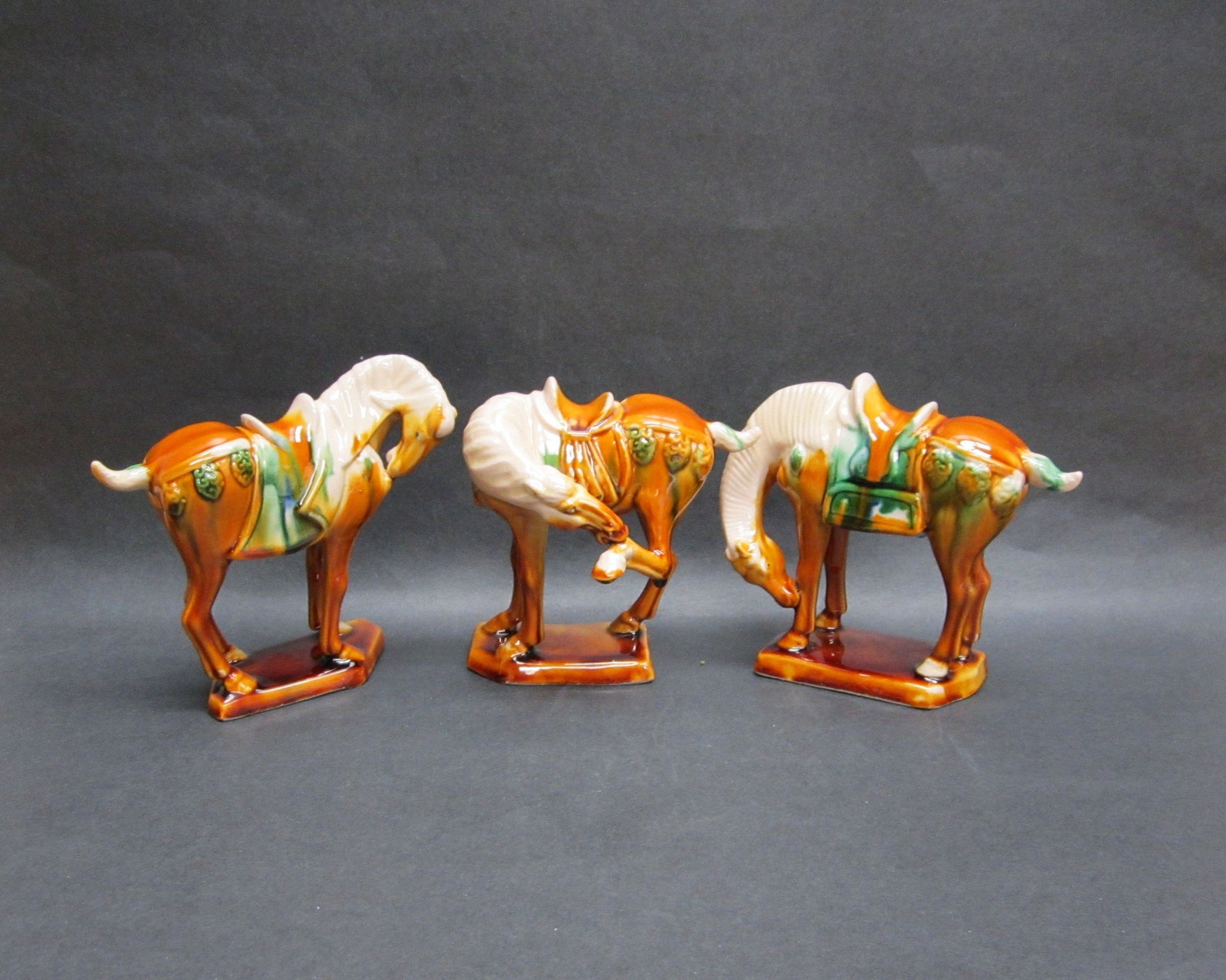 Vintage Tri Color Tang Pottery Horse Figurines Set of 3 - Etsy