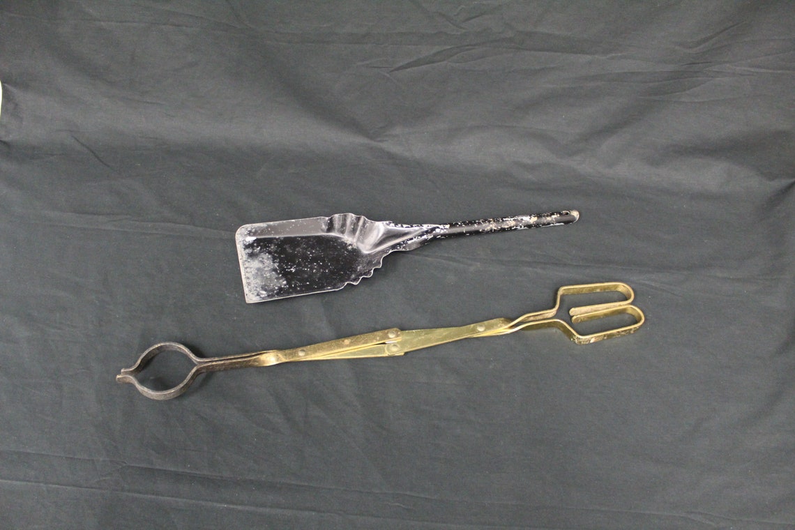 Vintage Rustic 5 Piece Fireplace Tool Set With Cast Iron Base | Etsy