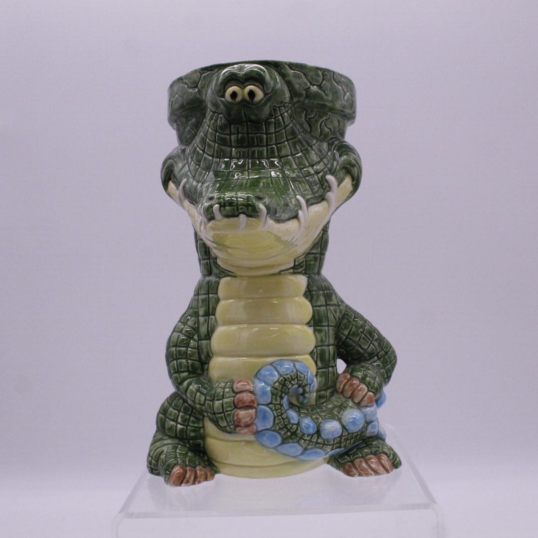 Vintage Alligator/crocodile Handmade Ceramic Flower Pot, 10.25" Tall ...