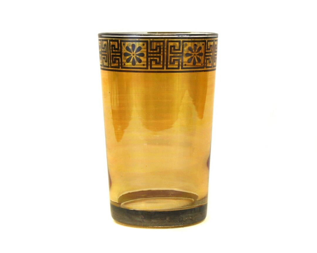 Vintage Amber Lusterware Glass With Silver MCM Pattern (E4752) - Etsy