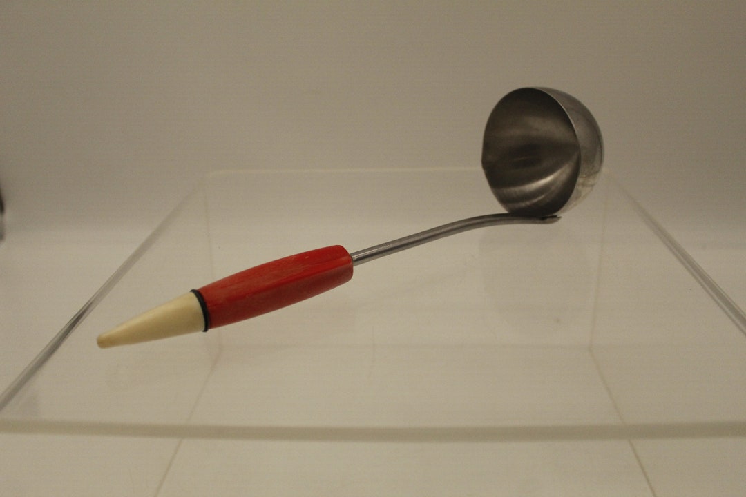 Vintage Red & White Stainless Steel Throughout Ladel (V10069) - Etsy