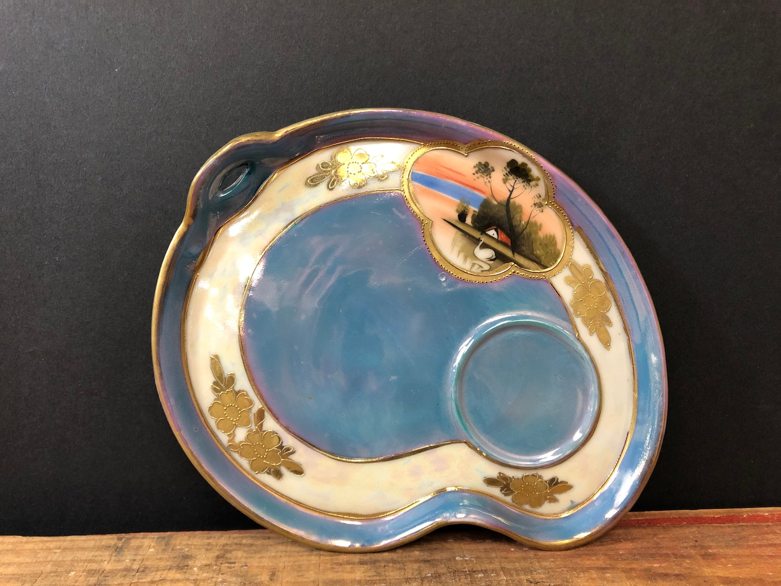 Vintage Blue Lustreware Luncheon Plates W/swan Scene, Set of 6 (V348 ...