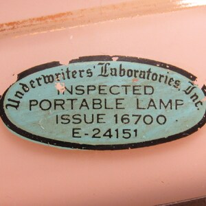 Vintage Underwriters' Laboratories Pink Glass Lamps With White Flowers ...