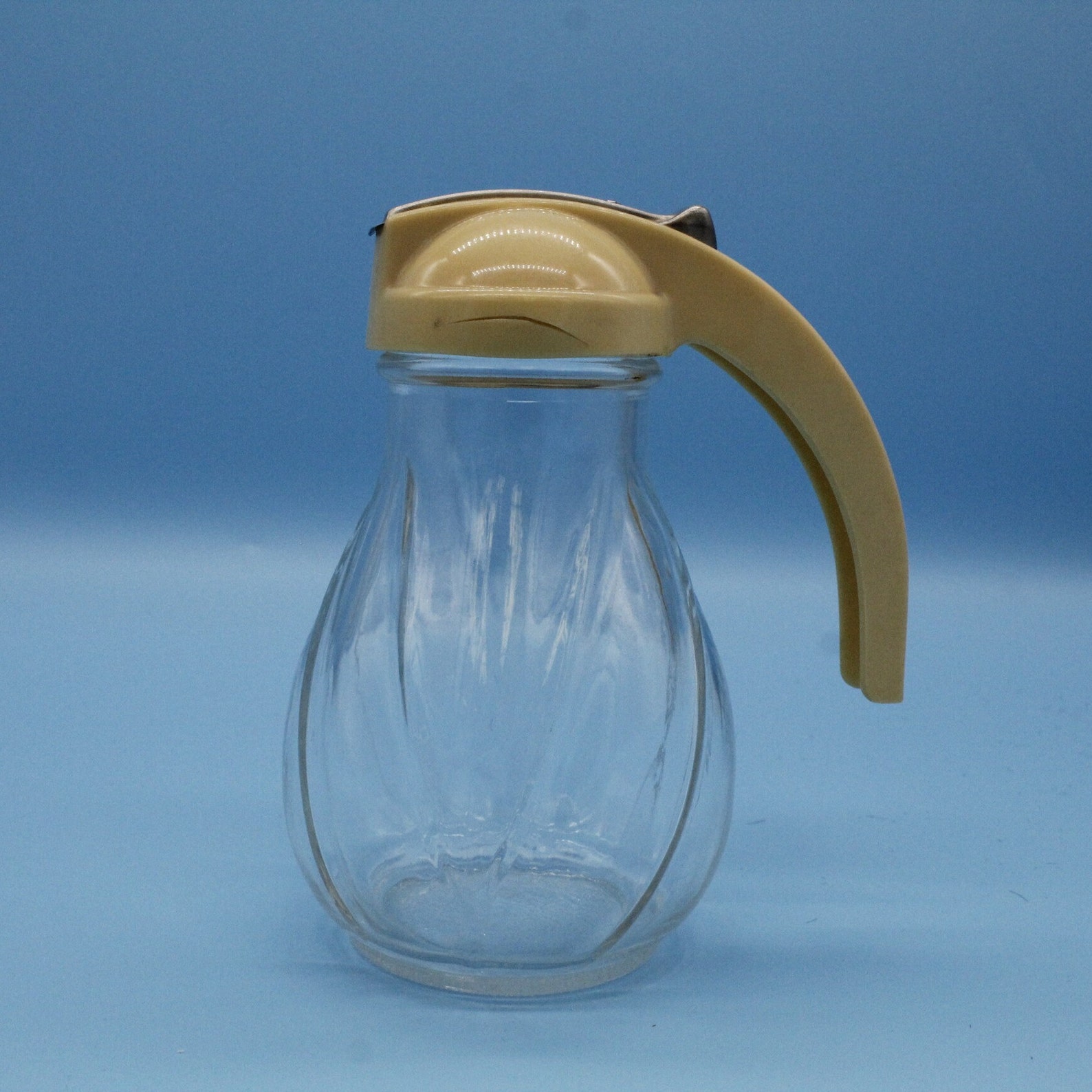 Vintage Syrup Dispenser USA Clear Glass With Cracked Tan Lid - Etsy