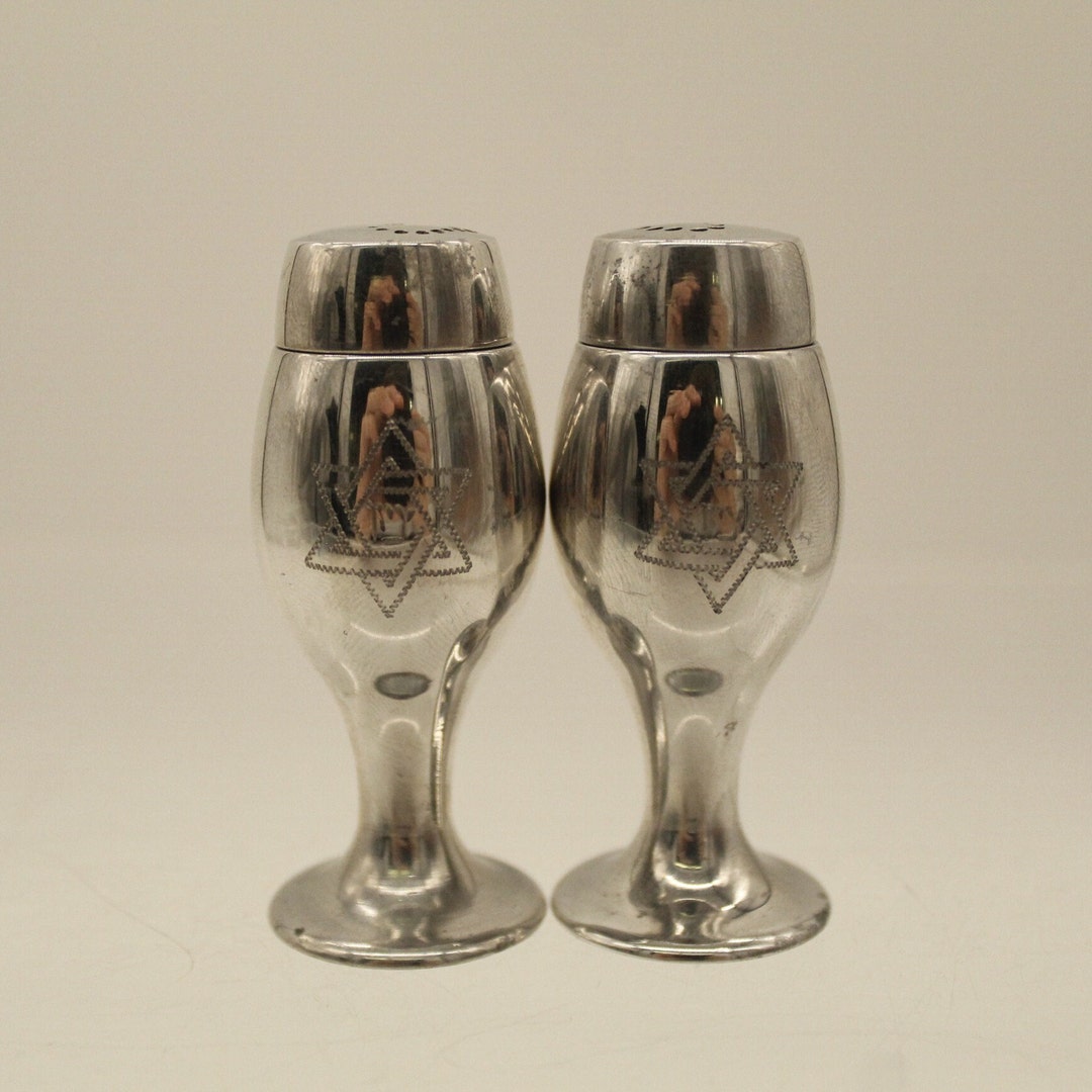Vintage Judaica Silver Tone Star of David Salt & Pepper Shakers V9644 ...