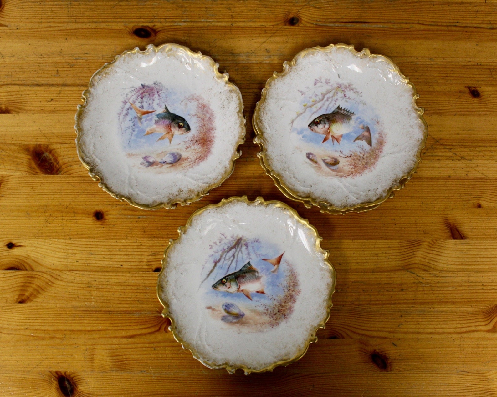 Vintage H&C Limoges Ornate Victorian Fish Dinner Plates Set - Etsy