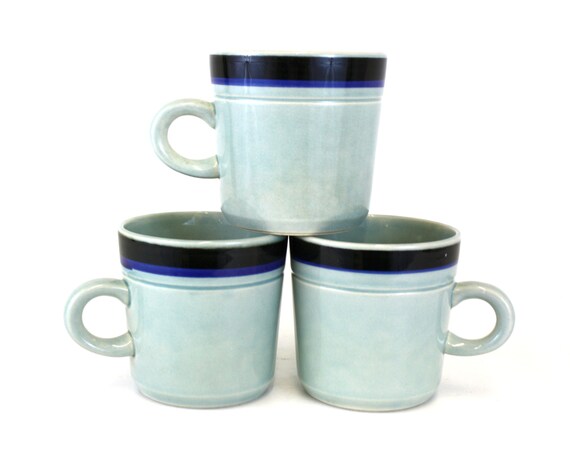 Set of 3 Deep Blue Ceramic Mugs Drinkware Kitchen & Dining Drink ...