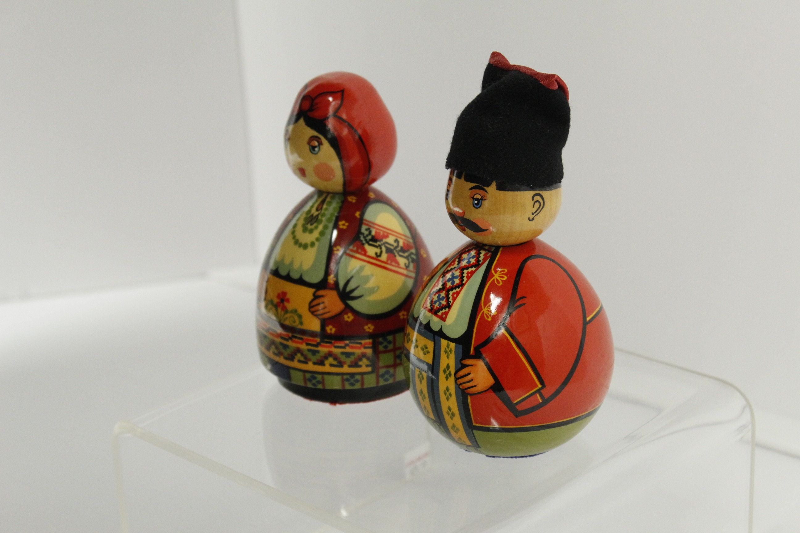 Vintage Ukrainian Soviet Era Wood Hand Painted Figurines Set of Two ...