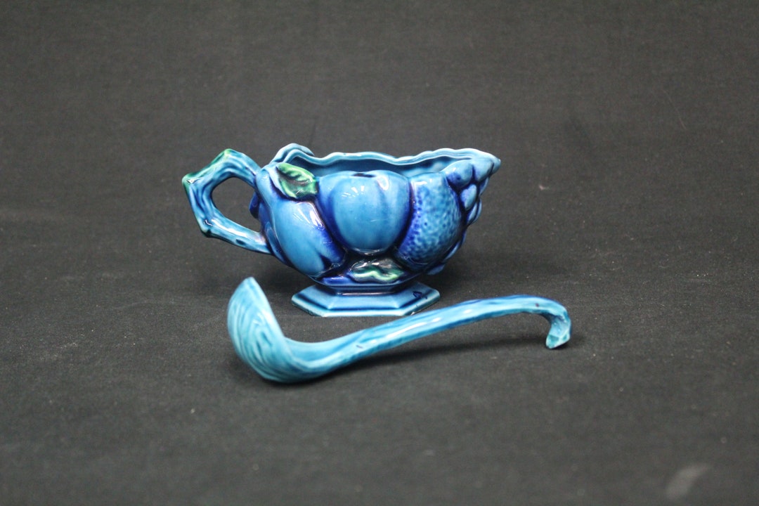 Vintage Blue Inarco Gravy Bowl With Matching Spoon (V5064) - Etsy