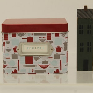 Vintage Kitchen Motif Red Top Tin Recipe Box (V10080) - Etsy