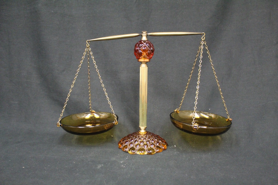 Vintage Brass & Amber Glass Scales (V3211) - Etsy