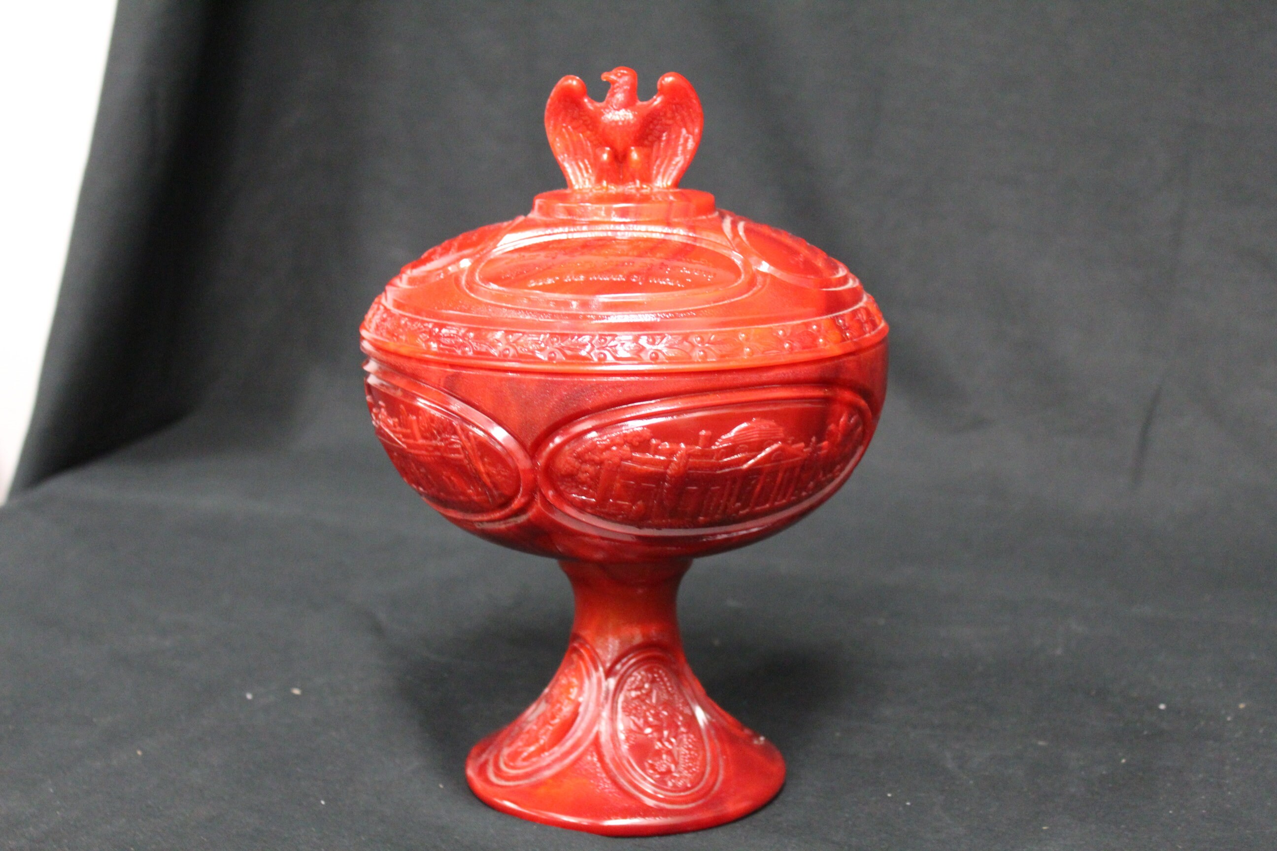 Vintage Fenton Ruby Red Glass Compote Bicentennial 1976 - Etsy