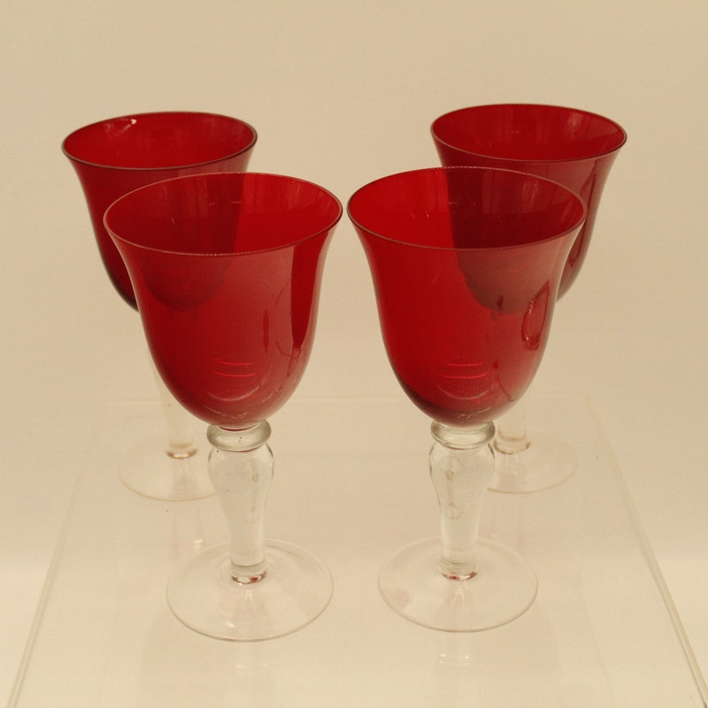 Red Bubble Stem Glasses - Etsy