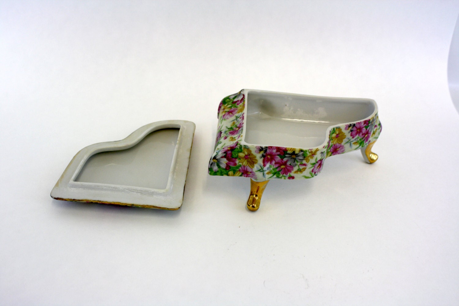 Vintage Chintz Floral Grand Piano Porcelain Trinket Box E266 - Etsy