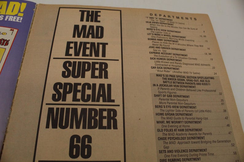 Vintage Mad Magazine Spring 1989 Issue #66 Event Parents Vs Kids (S3490 ...
