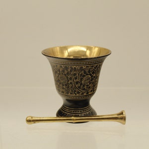 Vintage Black and Gold Brass Mortar and Pestle (S151) - Etsy