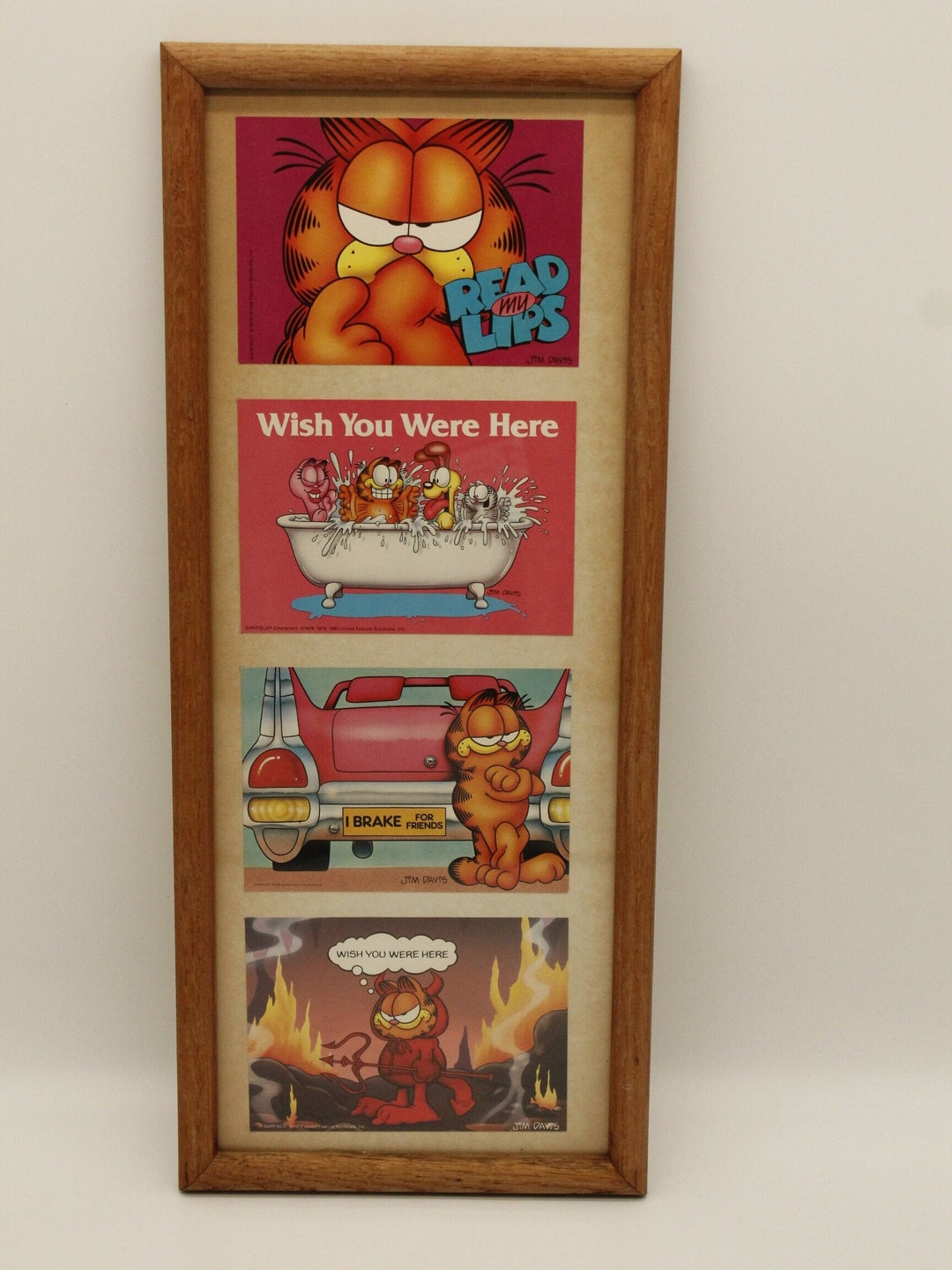 Vintage Framed Garfield 1978 Postcards Read My Lips - Wish You Were ...