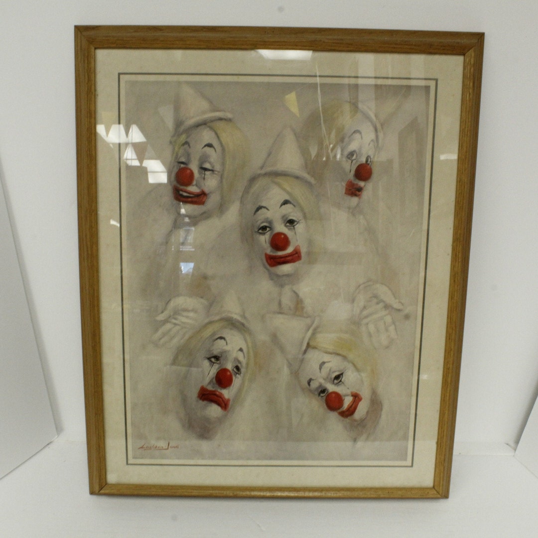 Vintage Barry Leighton-jones 1976 Framed Art of Five Clowns 24.25"x 30.25" Faux Wood (V7678) - Etsy