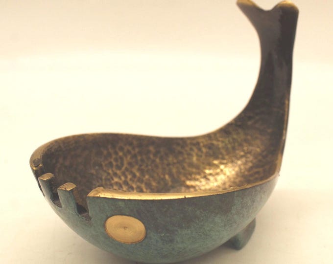 Vintage Whale Ashtray With Verdigris by Maurice Ascalon (S2624) - Etsy