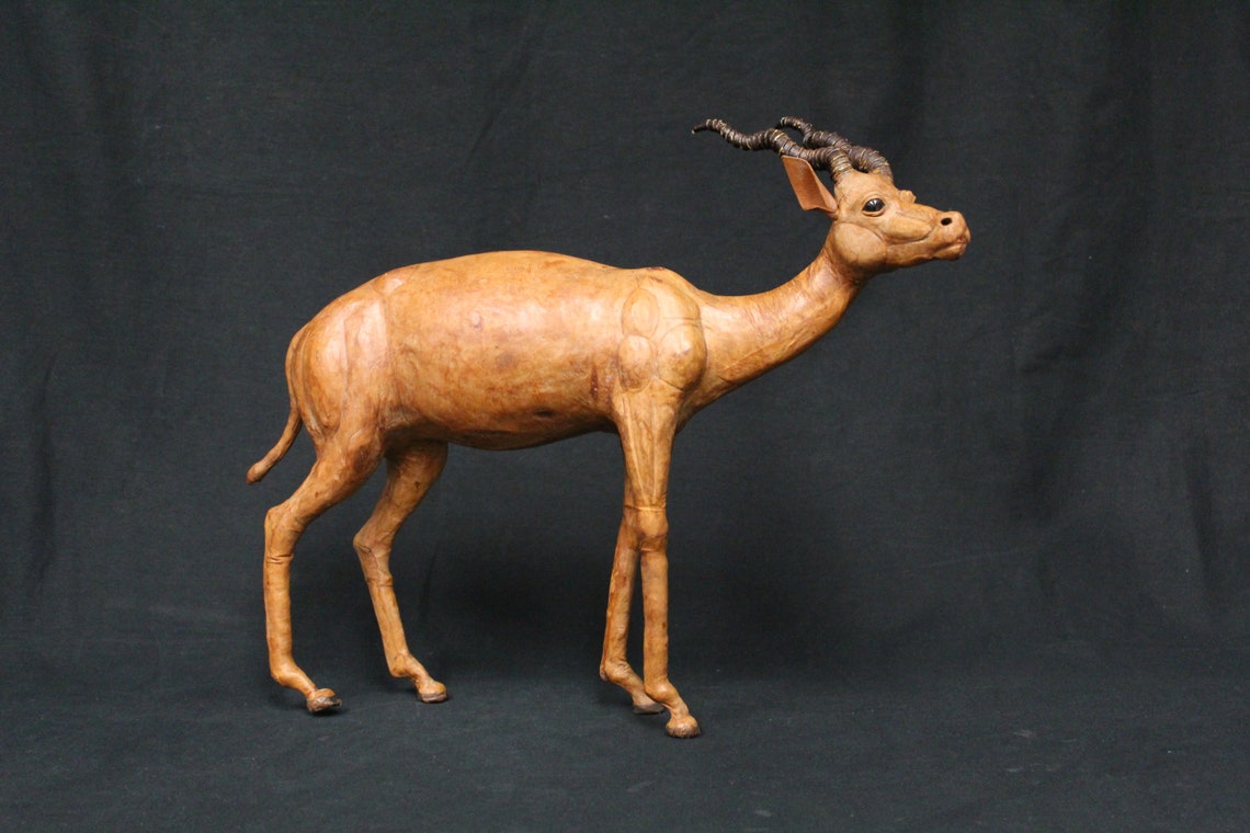 Vintage Italian Leather Antelope Blackbuck Figure Statuette - Etsy