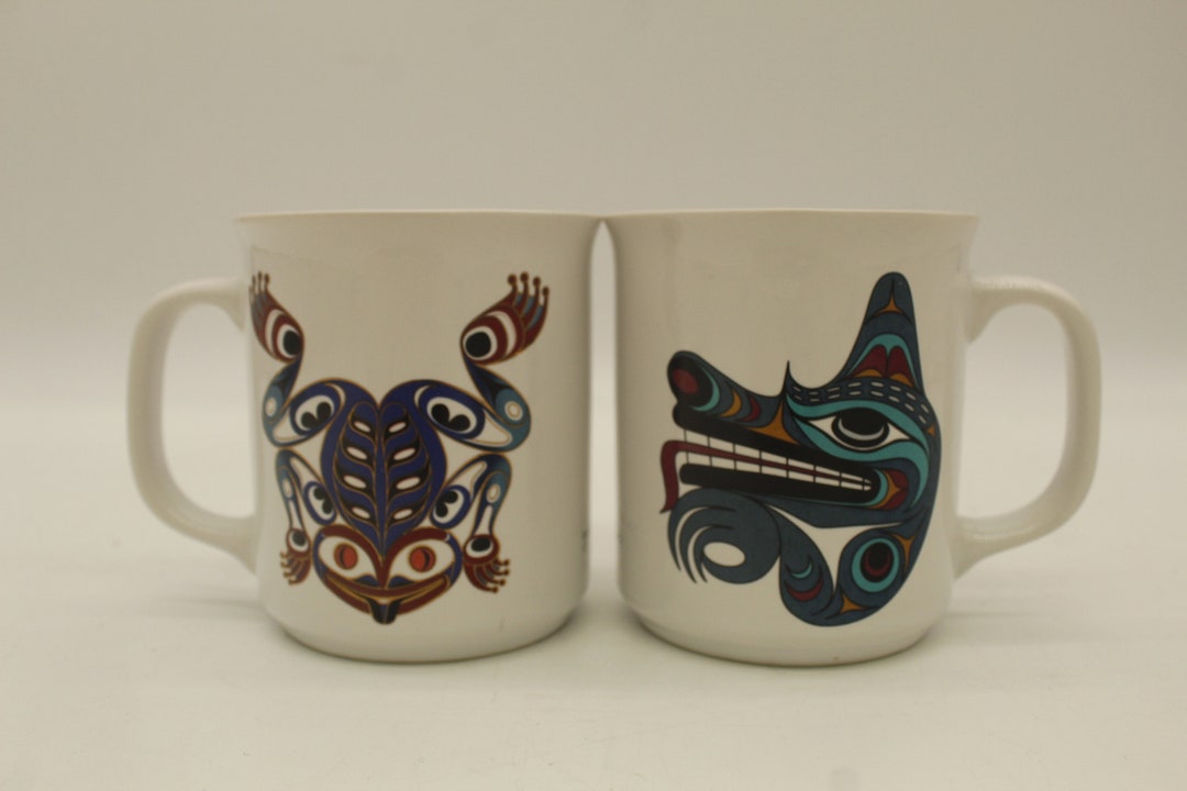 Vintage Native Coast Salish Art by Joe Wilson Coffee Mugs, Set of Two ...