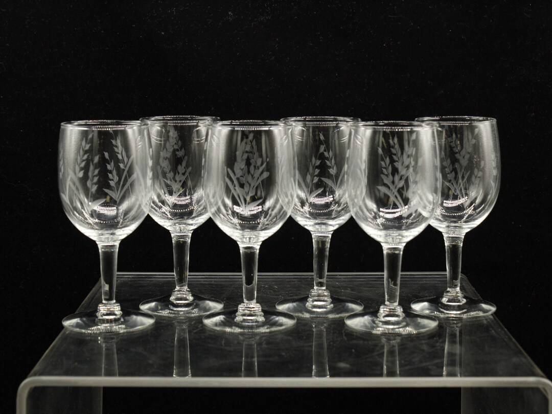 Vintage Etched Small Sherry Glasses, Set of Six (V7871) - Etsy