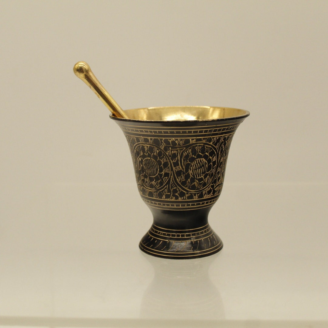 Vintage Black and Gold Brass Mortar and Pestle (S151) - Etsy