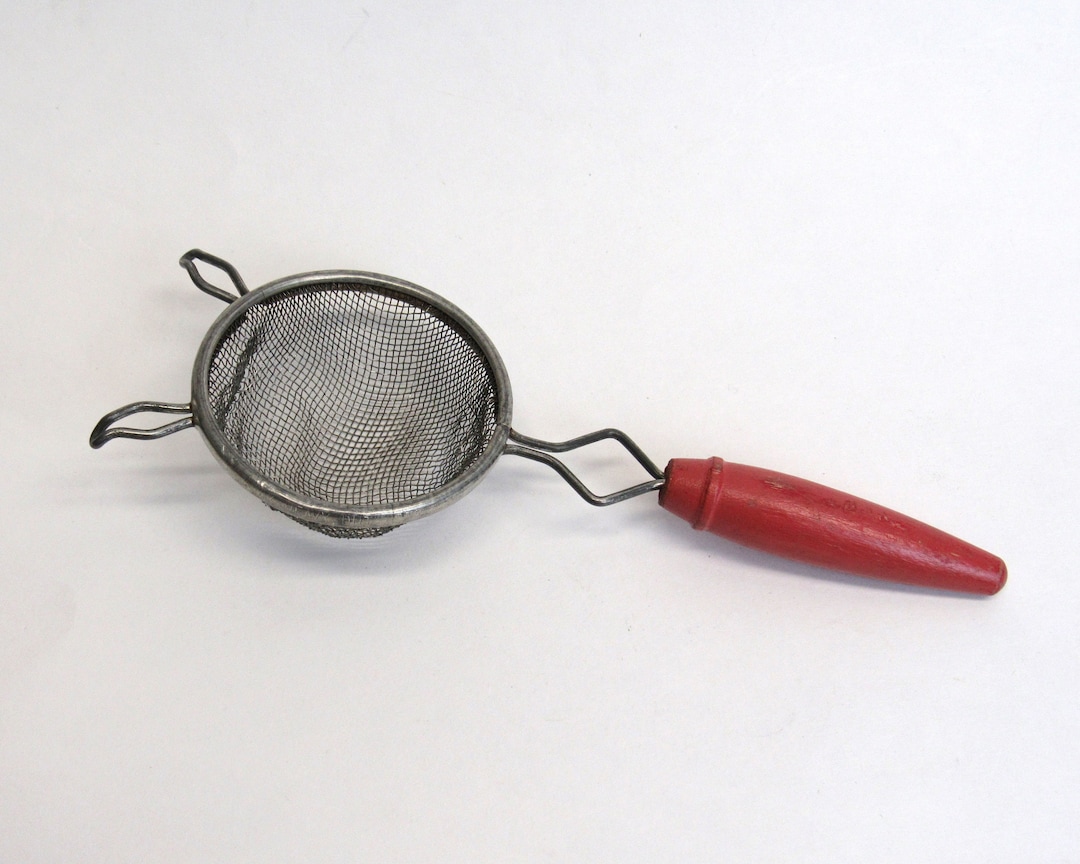 Vintage Rustic Red Wood Handled Small Strainer (E10214) - Etsy