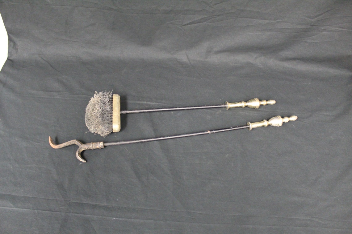 Vintage Rustic 5 Piece Fireplace Tool Set With Cast Iron Base | Etsy