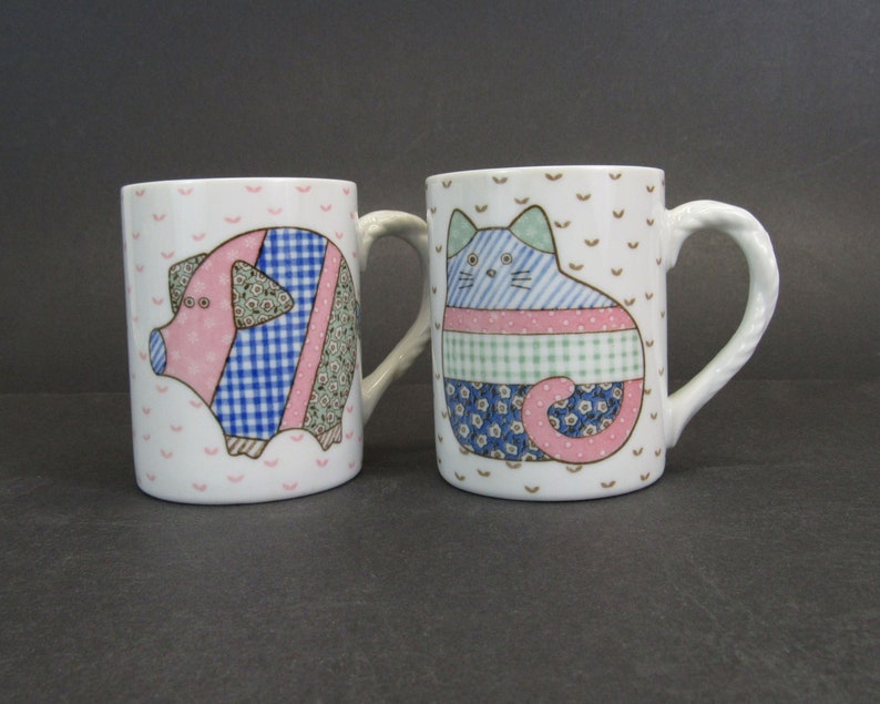 Vintage Pastel Patchwork Calico Cat Pig Chicken Duck Coffee | Etsy