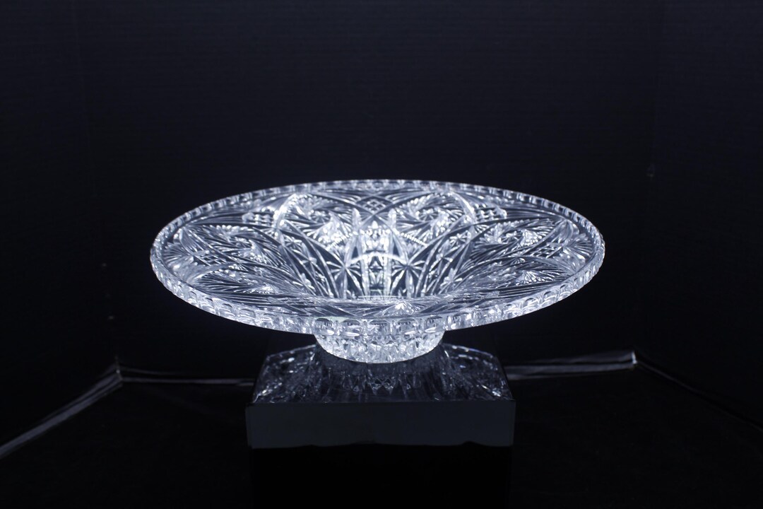 Vintage Chiseled Crystal Glass 1960's-70's Fruit Bowl Pedestal Czech ...