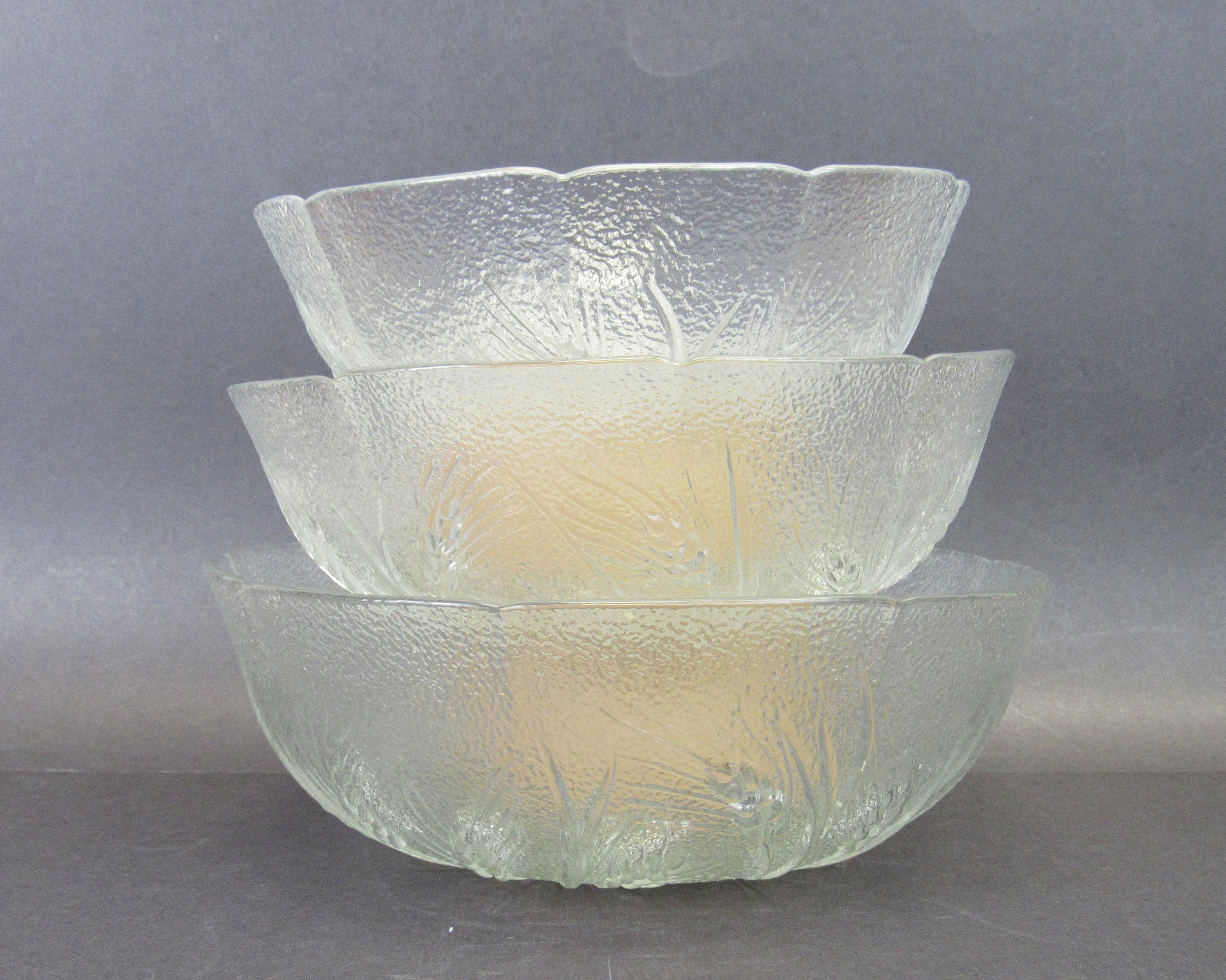 Vintage Clear Pressed Glass Wheat Pattern Nesting Bowls Set | Etsy