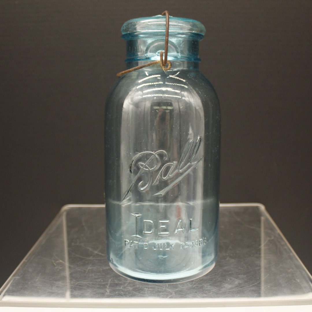 Vintage 1908 Antique Blue Ball Canister With Glass Lid Patented 1910-1923 (V10640) - Etsy