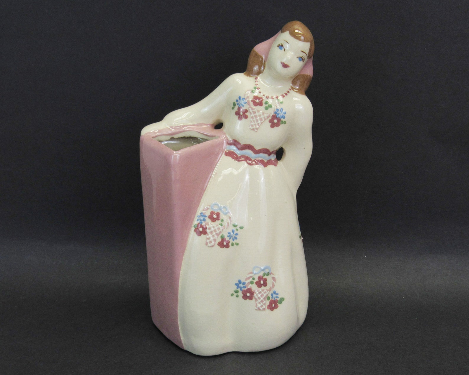 Vintage CA Pottery Tall Brunette Lady Vase (E10600) - Etsy