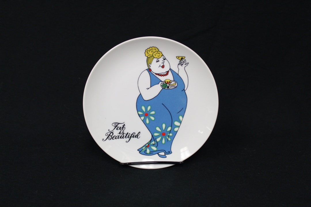 Vintage Fat is Beautiful 1979 Fitz and Floyd Women in Blue Dress Plate ...