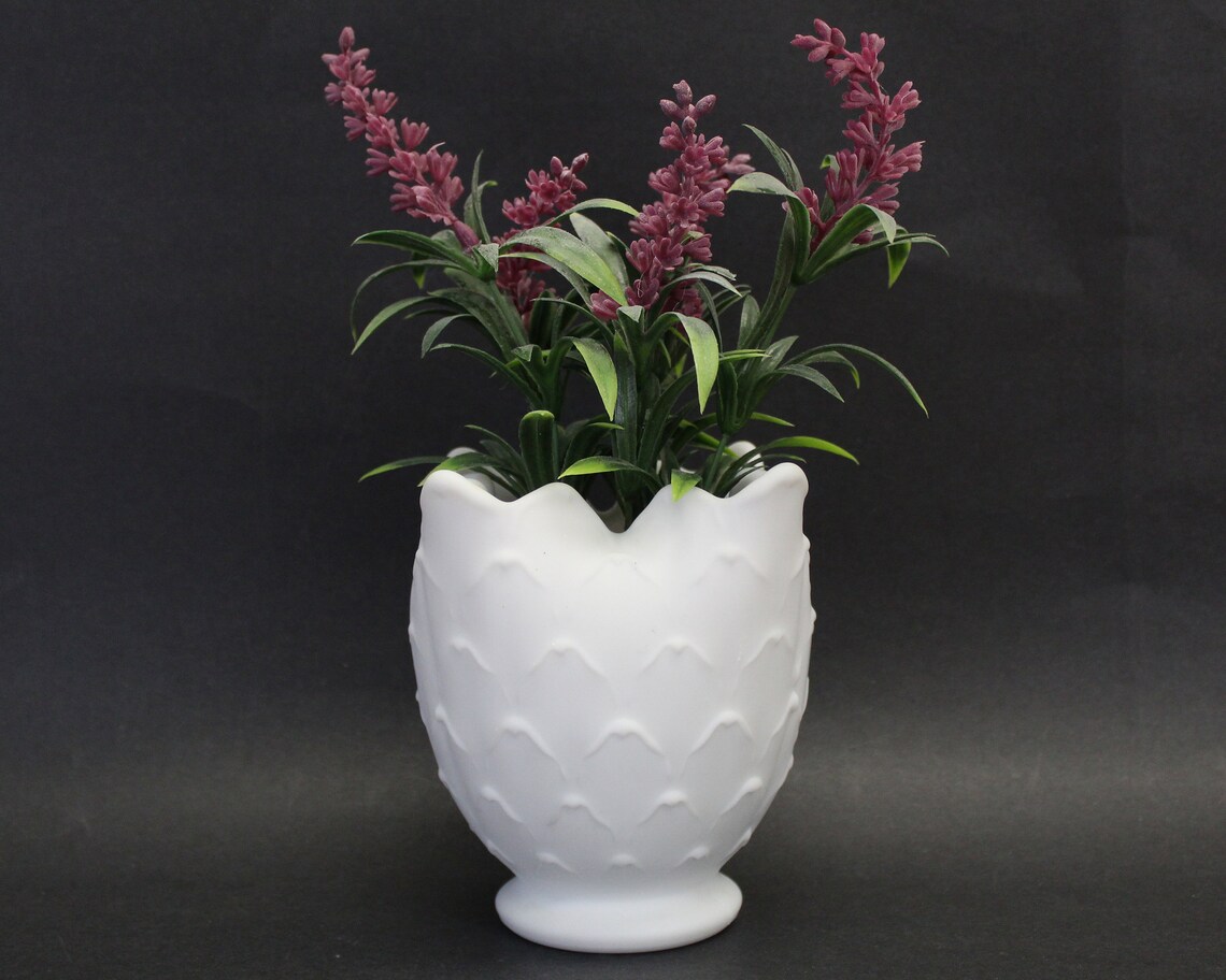 Vintage Frosted Glass Art Vase With Textured Surface and Wavy - Etsy