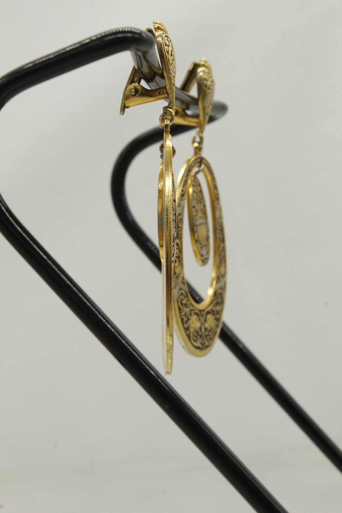 Vintage Damascene Dragon Spain Drop Clip Earrings (V7435) - Etsy
