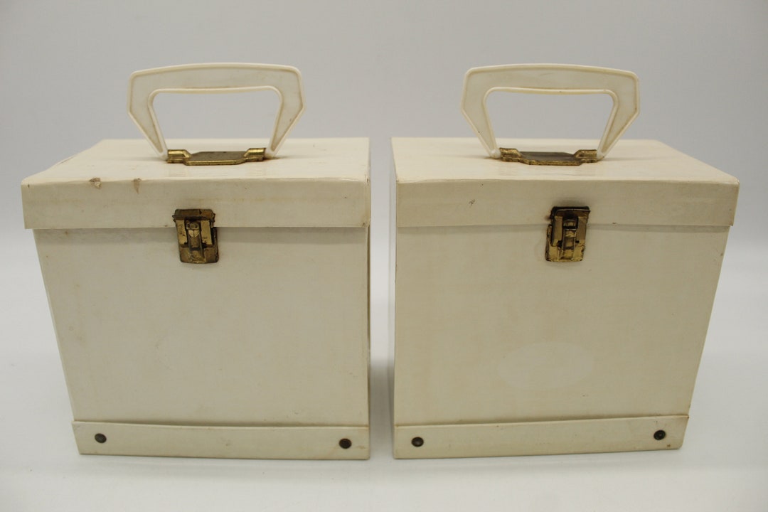 Vintage Vinyl Record Carrying Case 45 RPM Beige Damage on One, Set of ...