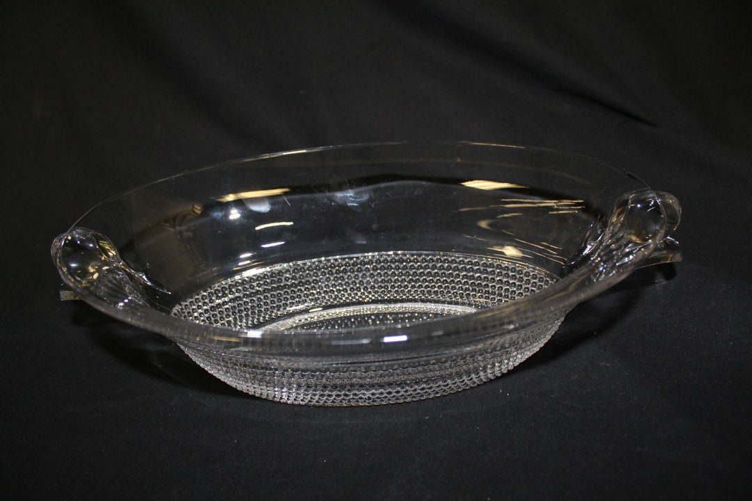 Vintage Clear Glass Serving Dish With Textured Bubbled Bottom (V6229 ...