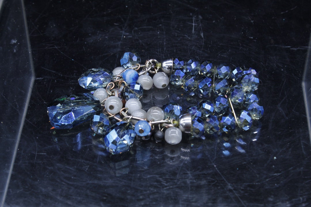Vintage Crystal Dark Blue Bead Two Strand Necklace (V8112) - Etsy