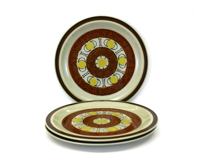 Vintage Set of Three Topaz Sunburst Dinner Plates (E5050) - Etsy