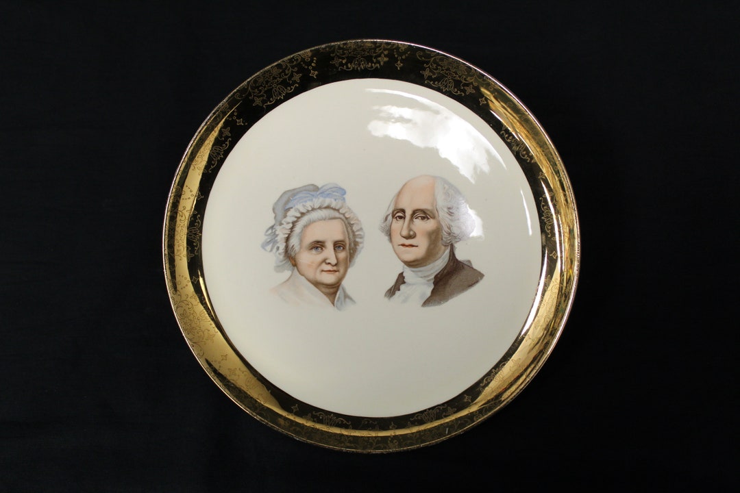 Vintage George and Martha Washington Decorative Plate With Gold Border ...