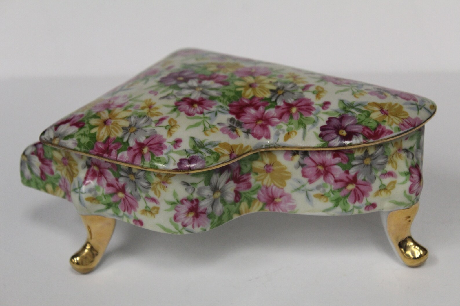 Vintage Chintz Floral Grand Piano Porcelain Trinket Box E266 - Etsy