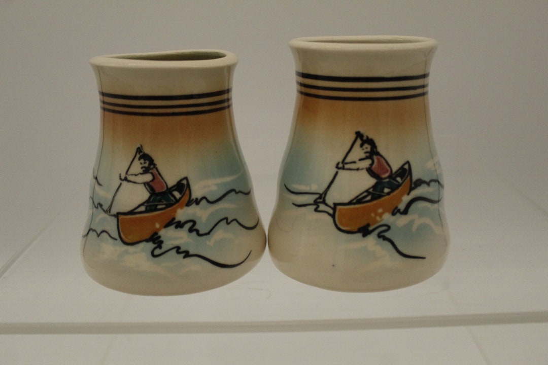 Vintage AW Pottery Canoe Flat Bottom Coffee Cups Set of Two (V9441) - Etsy