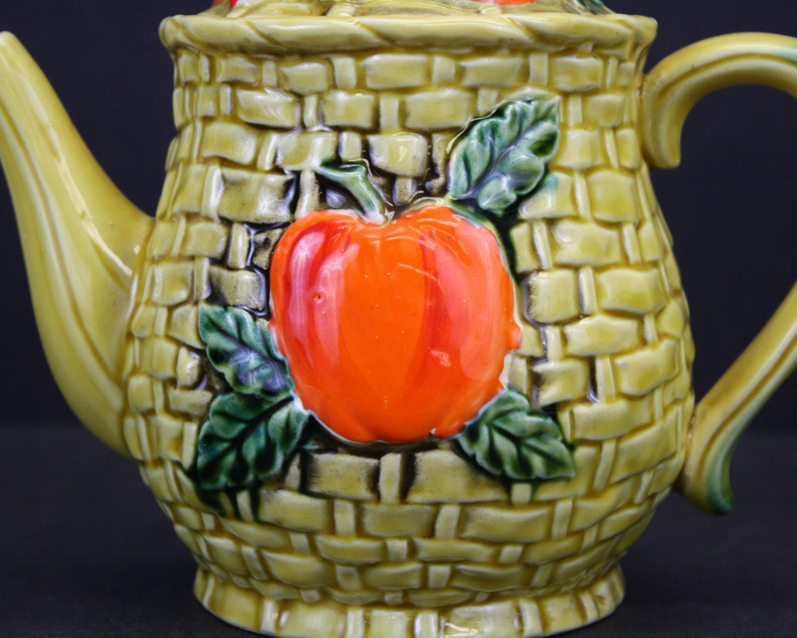 Vintage Lefton Teapot With Orange Floral Basketweave Pattern - Etsy